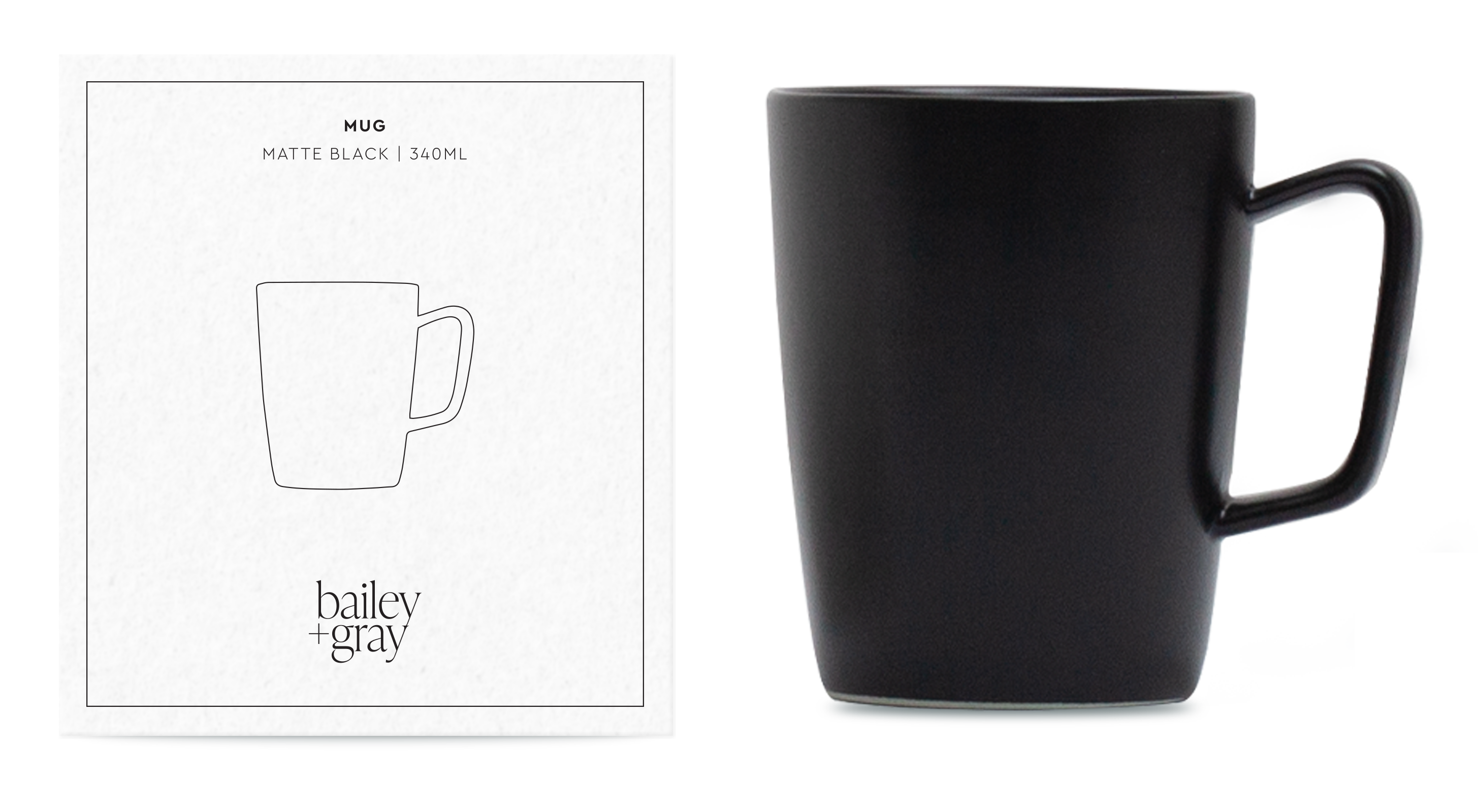 Bailey + Gray Matte Black Mug 340ml – The Gift Group t/a Gather & Graze