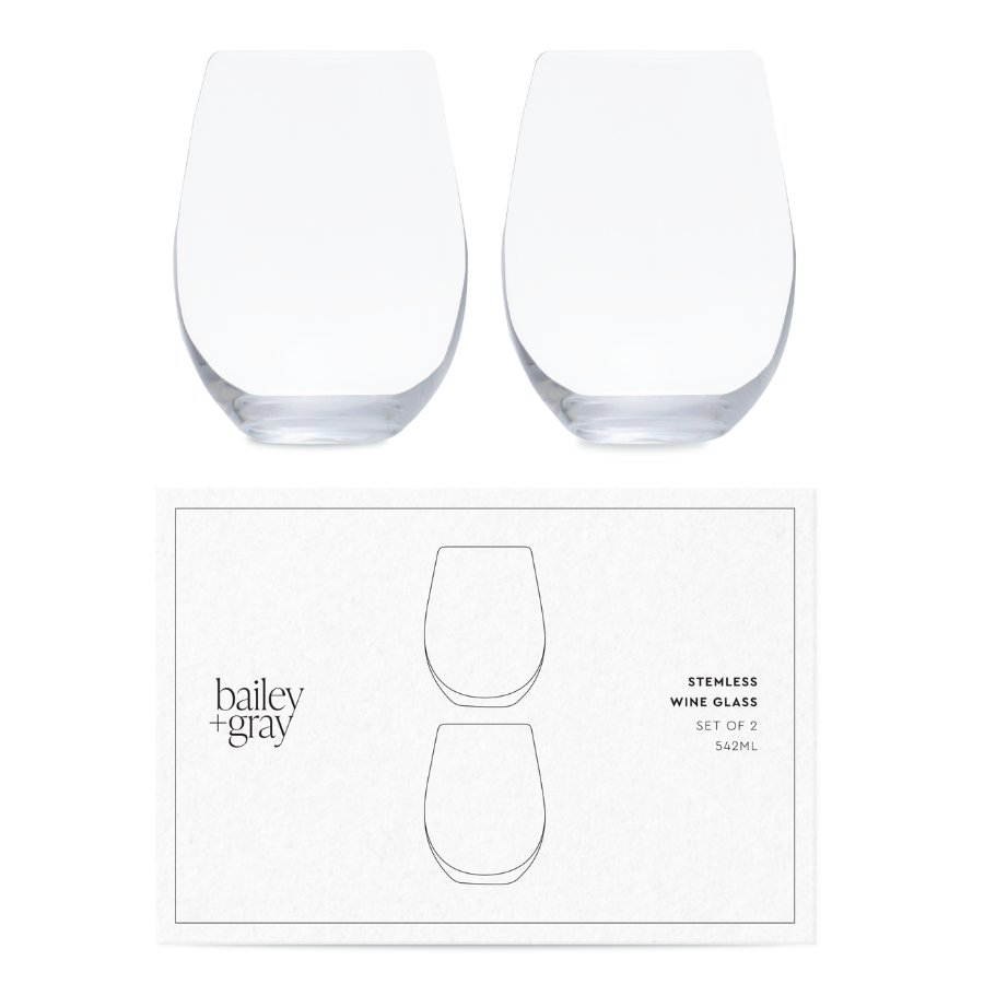 Bailey + Gray Stemless Wine Glass 542ml (set of 2) – The Gift Group t/a ...
