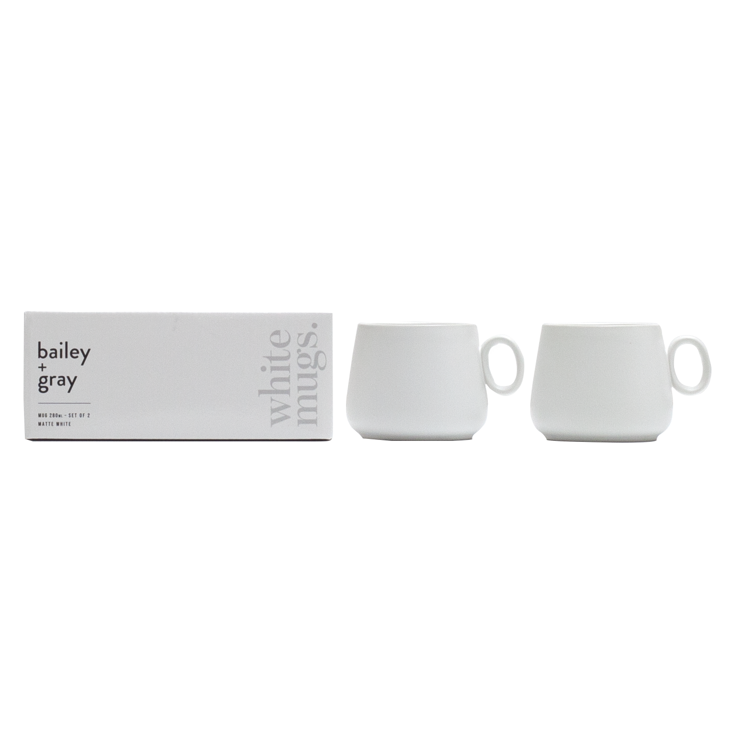 Bailey + Gray Matte White Mug 280ml (Set of 2) – The Gift Group t/a ...